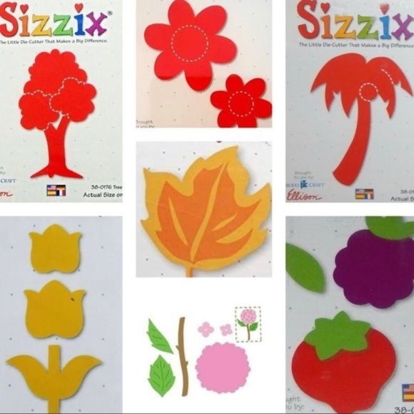 Sizzix | Office | Sizzix Original Dies Trees Flowers Set Of 7 | Poshmark